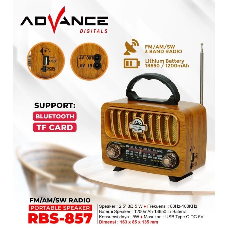 Jual ADVANCE SPEAKER PORTABLE RADIO FM/AM/SW RBS-857 | Shopee Indonesia