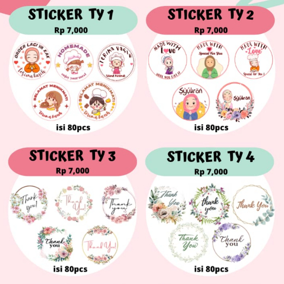Jual (CKS) 2LEMBAR Sticker Thankyou Packaging Lucu - Stiker Lebaran ...