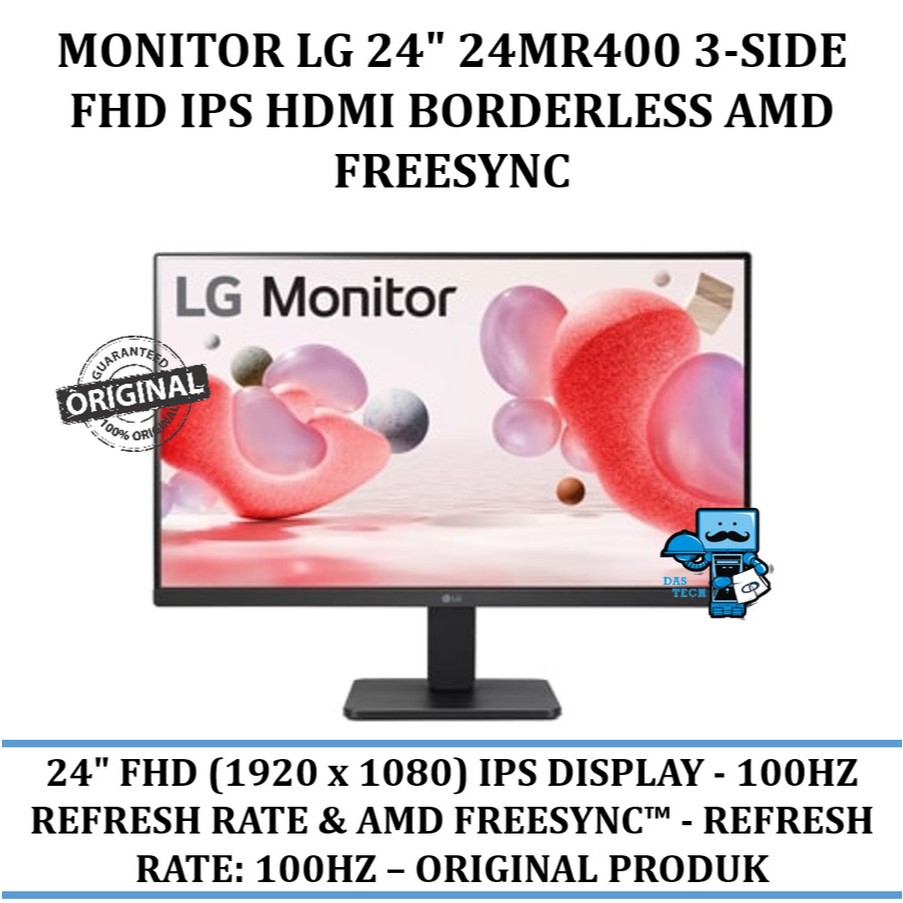 Jual Monitor LG 24" 24mr400 3-side Fhd Ips Hdmi Borderless Amd Freesync ...