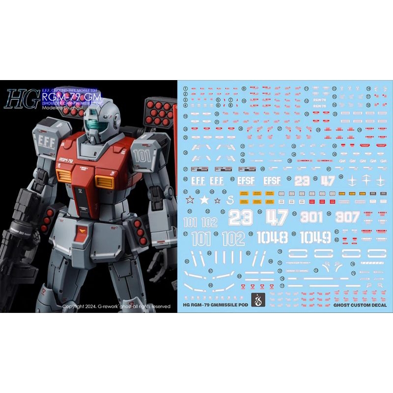 Jual HG GTO RGM-79 GM SHOULDER CANNON MISSILE POD WATER DECAL GHOST ...