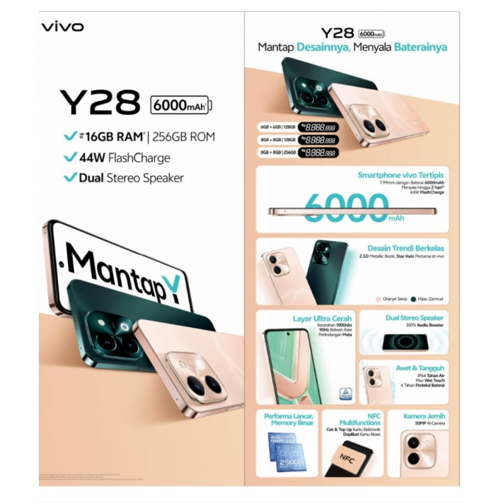 Jual VIVO Y28 RAM 8/128 GB GARANSI RESMI ORIGINAL 1 TAHUN | Shopee ...