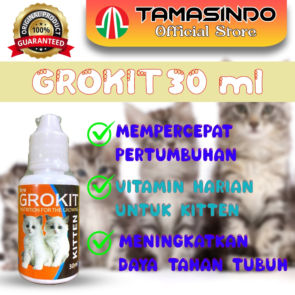 Jual Grokit 30ml Vitamin Pertumbuhan Anak Kucing Kitten | Shopee Indonesia