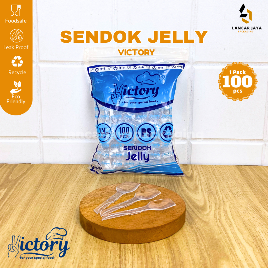 Jual [100 PCS] Sendok Jelly Pudding Agar Es Krim Bunga Bening Victory ...