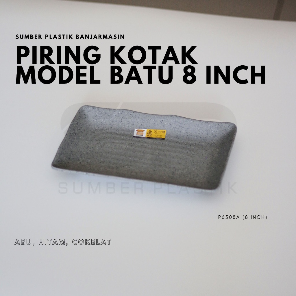 Jual Piring Kotak Model Batu 8 Inch P6508A Golden Dragon Melamine Wadah ...