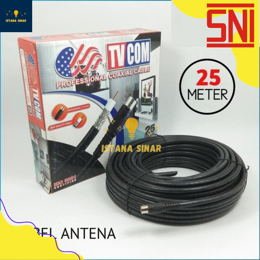 Jual Kabel Antena TV Coaxial 25m 25 m 25 MeterKabel Antene Kabel TV ISO 9001 5c TV COM Kabel ...