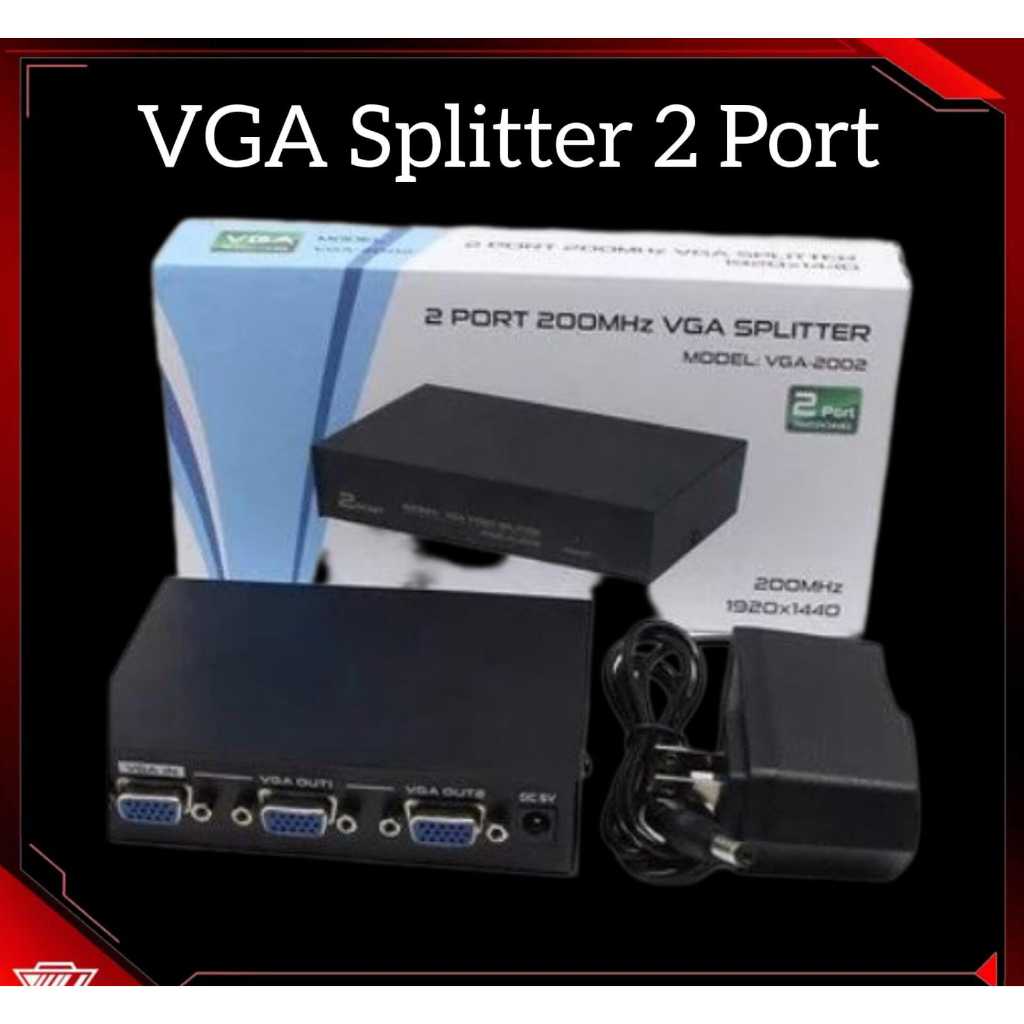 Jual Vga splitter NB 2 port 1440p 200Mhz full hd up 30m box vga-2002 ...