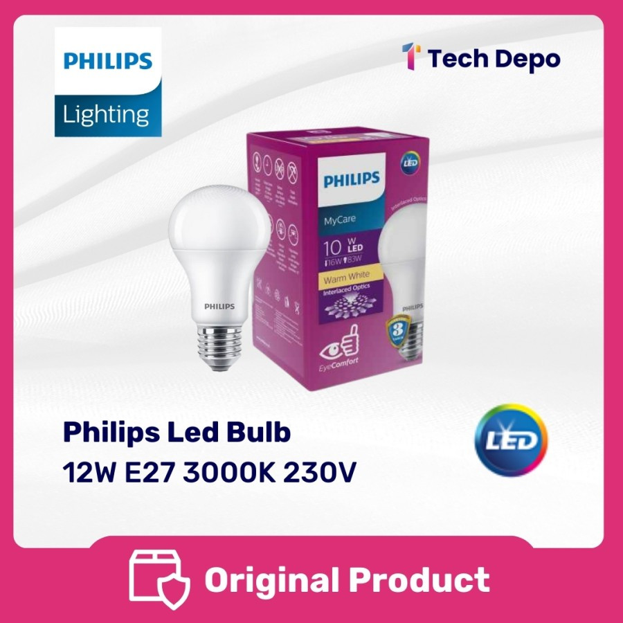 Jual Lampu Philips Led Bulb 12W E27 3000K 230V Original | Shopee Indonesia