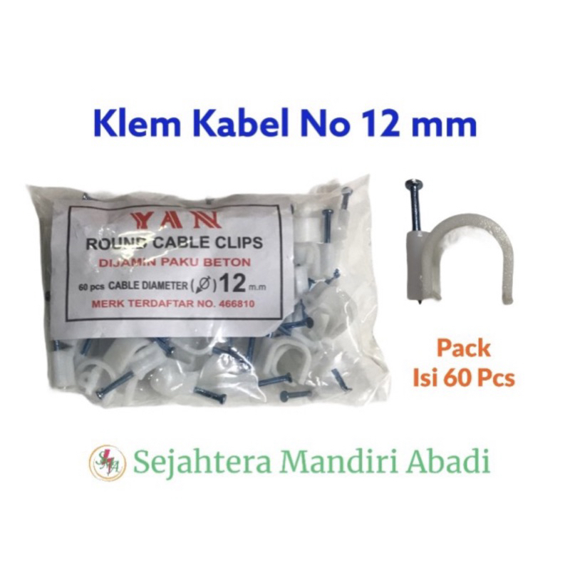 Jual Klem Kabel No 12 Paku Beton (12mm) Yan Per Pack Isi 60 Pcs ...