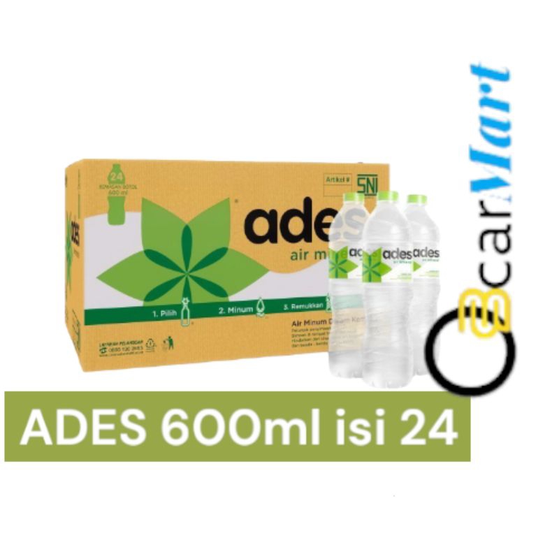 Jual Air Mineral Murah ADES 600ml 1 Dus isi 24 Botol | Shopee Indonesia