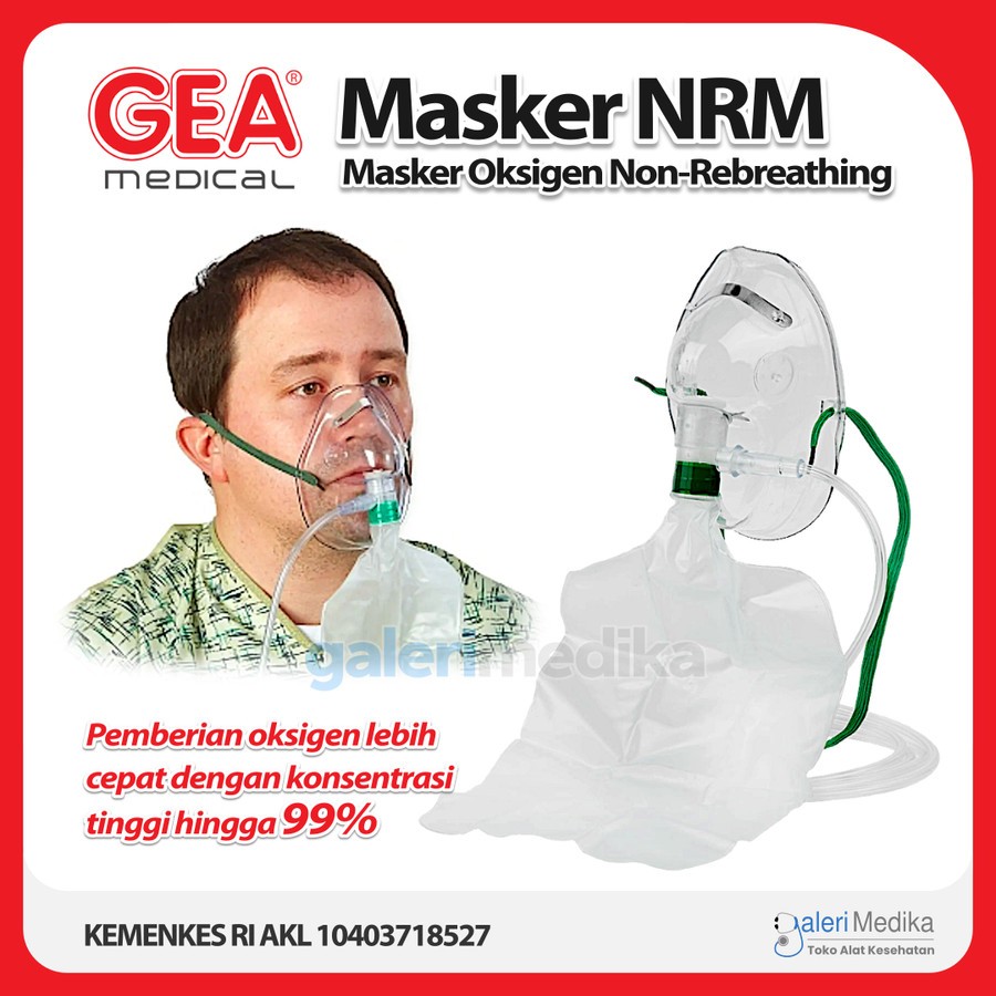 Jual GEA Masker Oksigen Non Rebreathing Mask - Masker Oxygen Dewasa ...