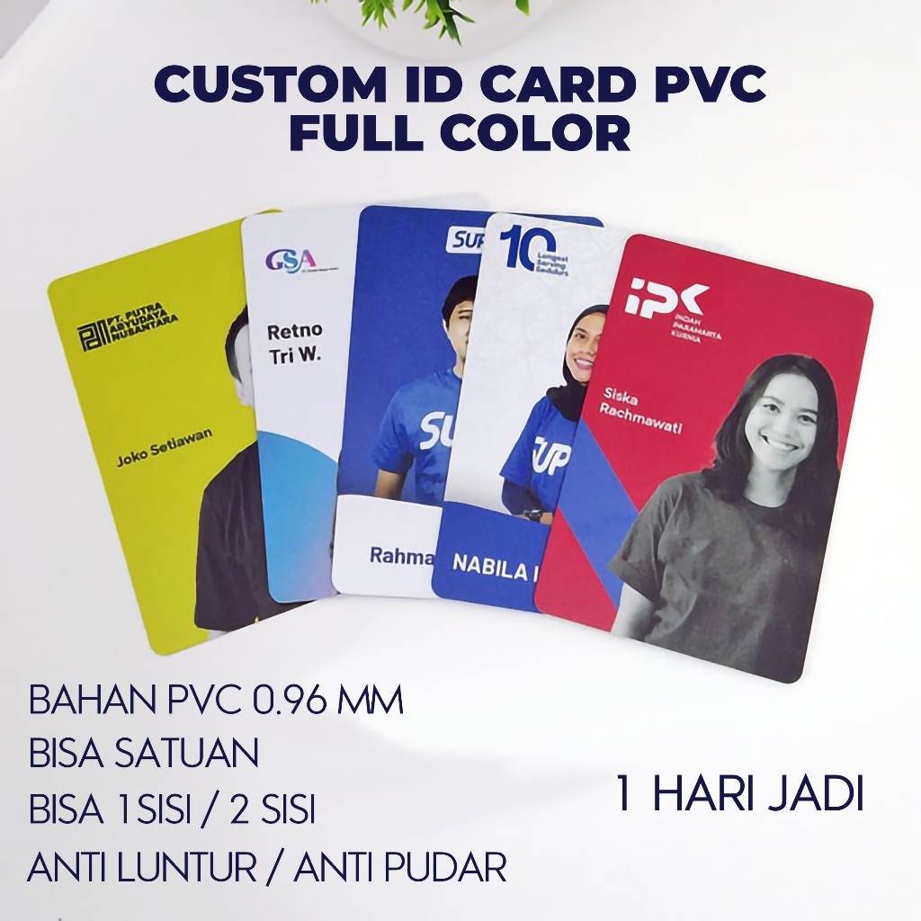 Jual Cetak Kartu ID Card Custom Print 2 Sisi Bahan PVC | Shopee Indonesia