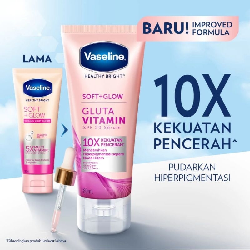 Jual [ 180 ML ] Vaseline Gluta Vitamin's Body Serum SPF 20 Serum ++ [ 100 ML ] Vaseline 10 X ...