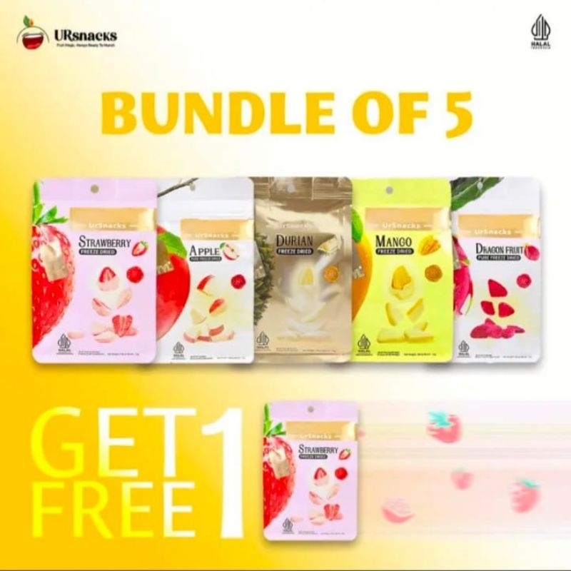 Jual TYL URSNACK BUNDLE 5 FREE 1 Varian Rasa Strawberry,Apel,Durian,Mangga&Buah Naga Freeze ...