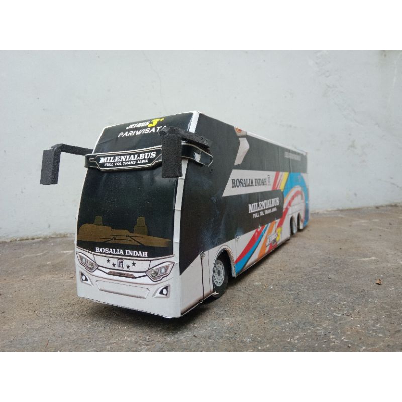 Jual Miniatur bus rosalia indah full lampu mainan anak viral bus ...