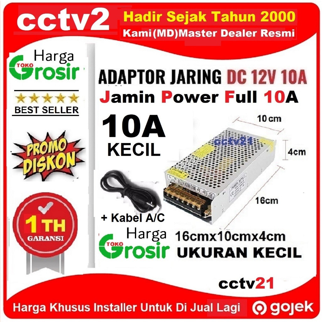 Jual Adaptor Switching / Adaptor Jaring / Power Supplay /DC 12V 10A +Kabel A/C Ukuran Kecil ...