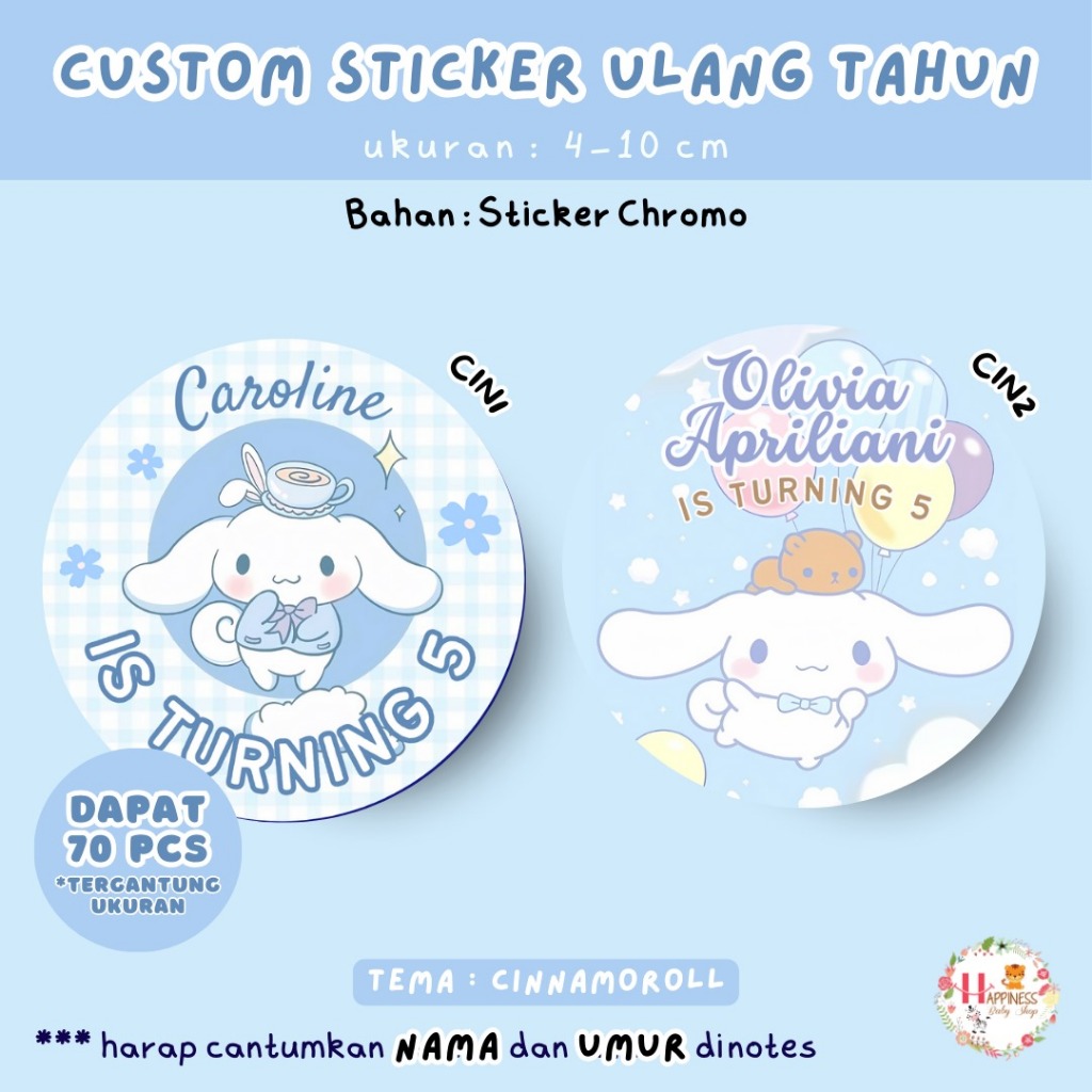 Jual Stiker Custom Bulat Ulang Tahun / Birthday Label CUSTOM NAMA ...