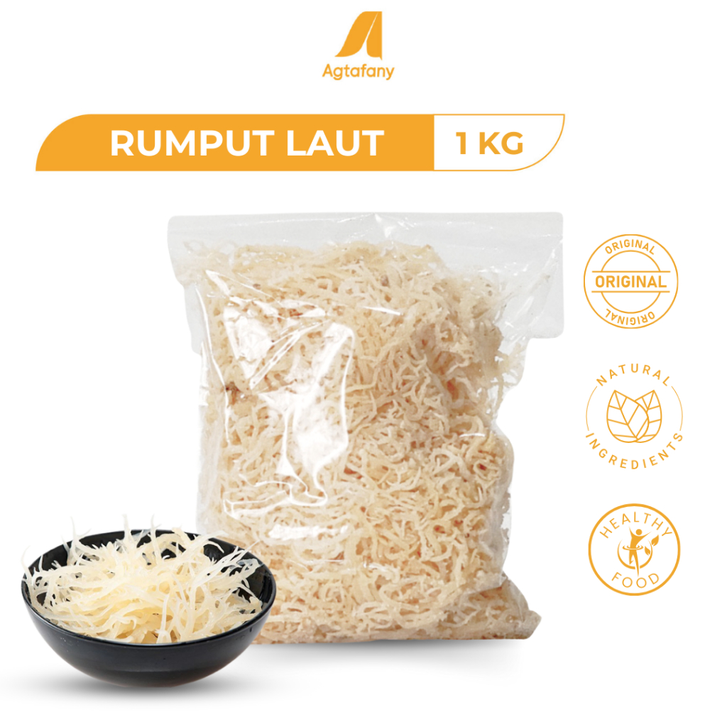 Jual Rumput Laut Kering Kemasan 1 kg | Spinosum Kenyal Putih Premium ...