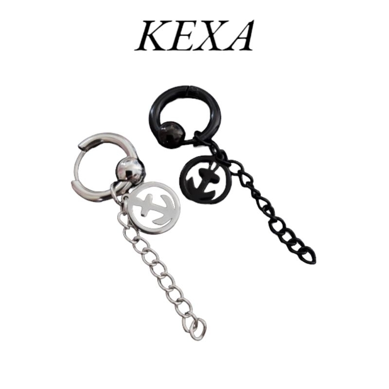 Jual Anting Hoop Tindik Bahan Titanium Steel Warna Hitam Gaya Korea ...
