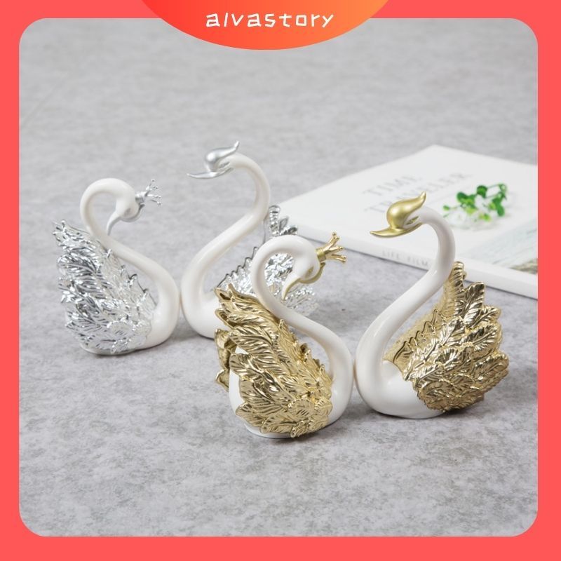 Jual Sepasang Angsa Swan Pajangan Flaminggo Hiasan Wedding Gold Silver ...
