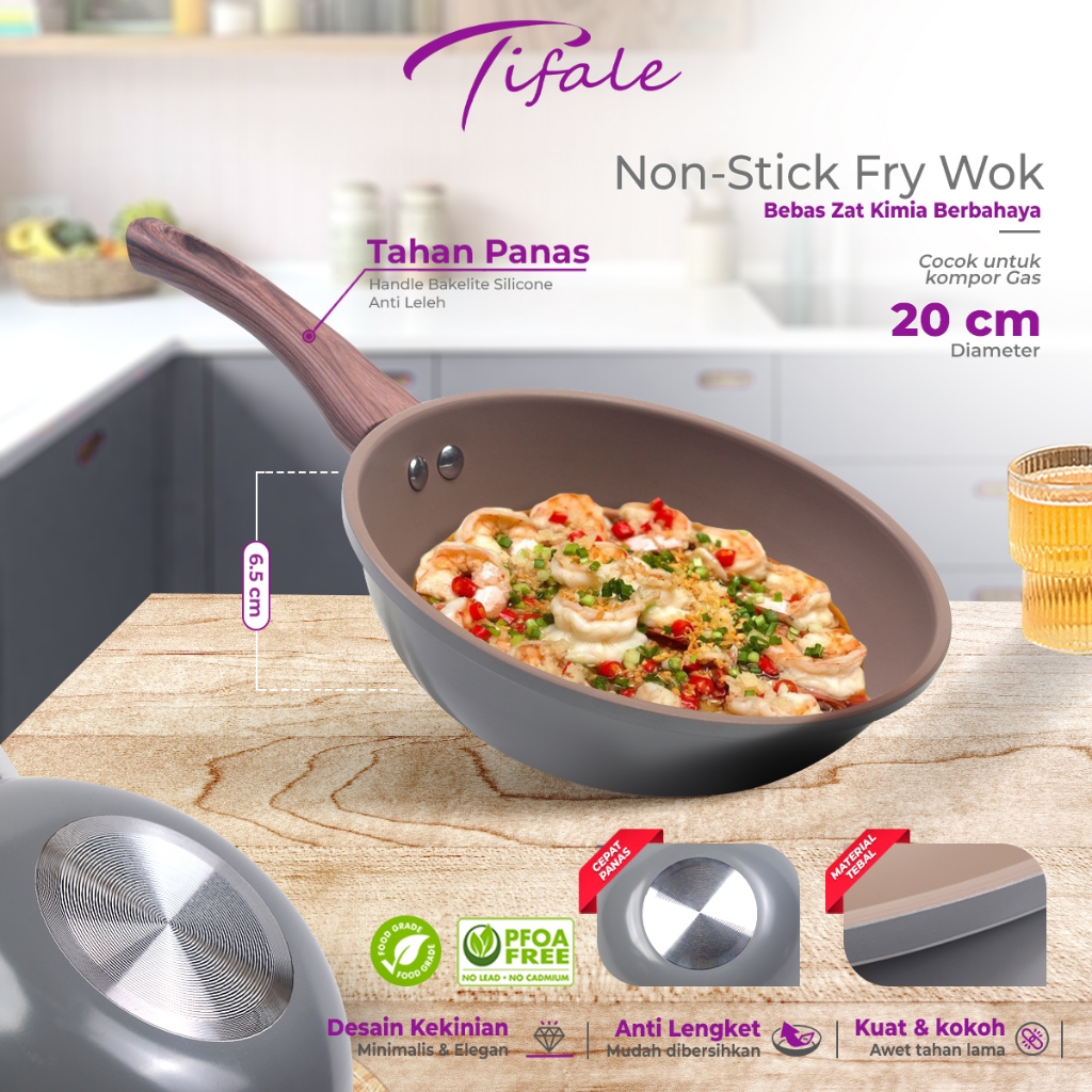 Jual Tifale By Hongzhuo Frypan Fry Wok 20 CM Wajan Penggorengan Granite Coating Anti Lengket ...