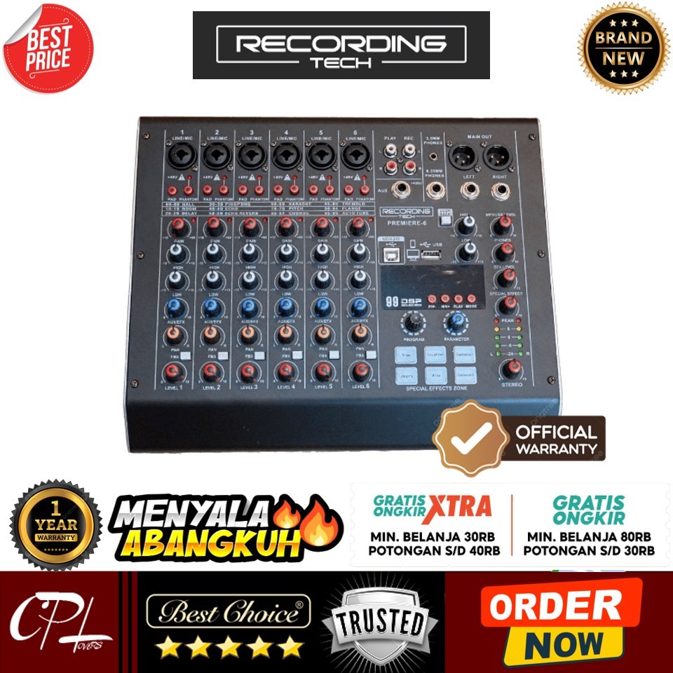Jual Recording Tech Premiere 6 Audio Mixer 6 Channel XLR With Soundcard ...