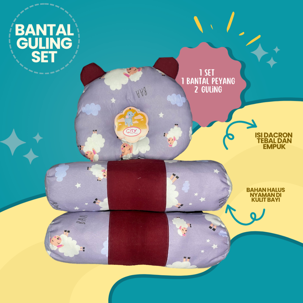 Jual Bantal Guling Bayi Set 1 Bantal Dan 2 Guling Bayi Motif Karakter ...