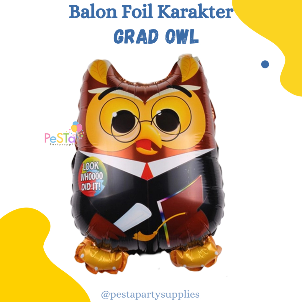 Jual Balon Foil Tema Wisuda/Graduation Karakter Burung Hantu Kacamata ...