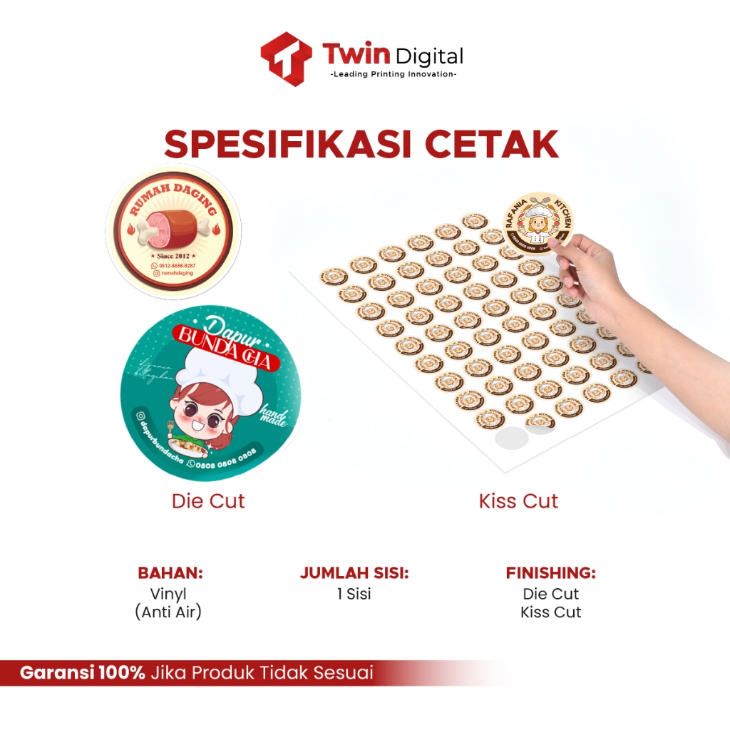 Jual Twindigital Custom Sticker Vinyl Anti Air / Print Label Makanan ...