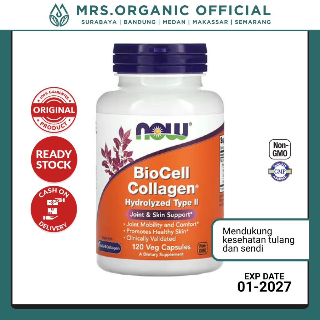 Jual Suplemen Vitamin Now Foods Biocell Collagen Hydrolyzed Type II ...