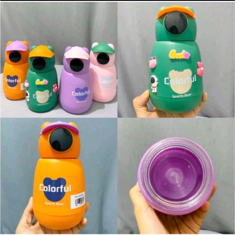 Jual Botol Kaca Anak Bear Sport Model Topi 450 ML / Botol Minum Anak ...