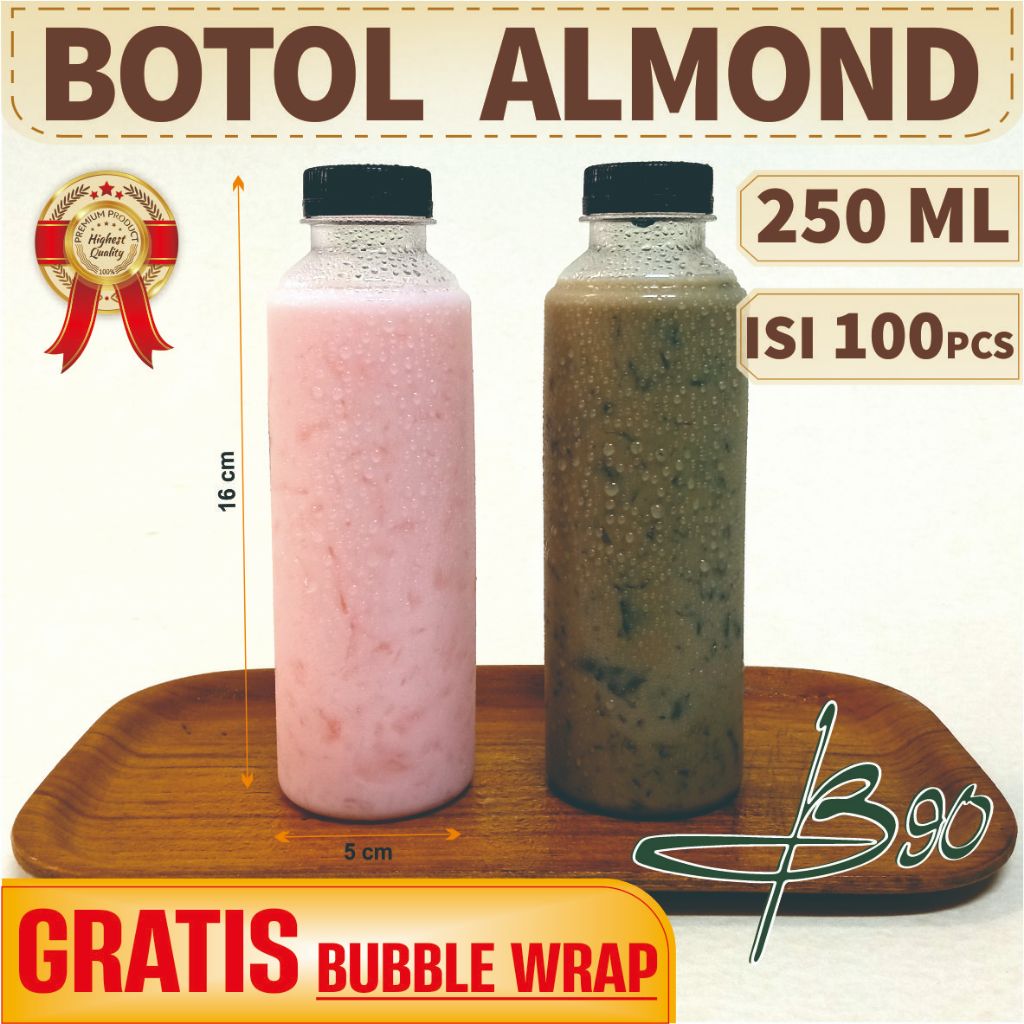 Jual Botol Almond 250 ml isi 100 pcs / Botol plastik / Free Bubble Warp ...