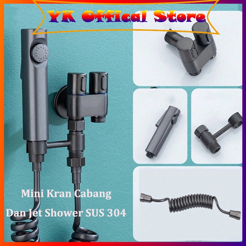 Jual Abu-abu Mini Kran Cabang dan Jet Shower SUS 304 Toilet Hitam Matte ...