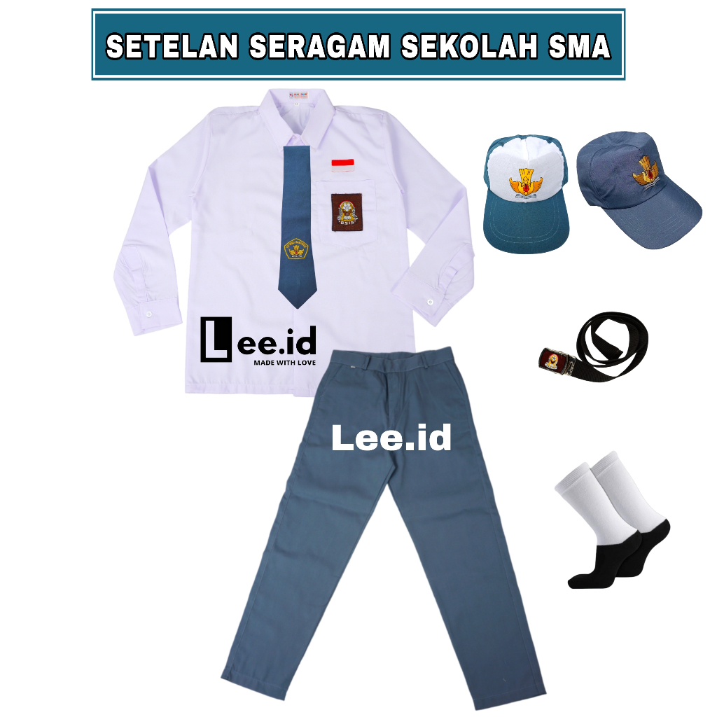 Jual Setelan Seragam Sekolah SMA SMK Abu Putih Laki-laki Baju Putih ...
