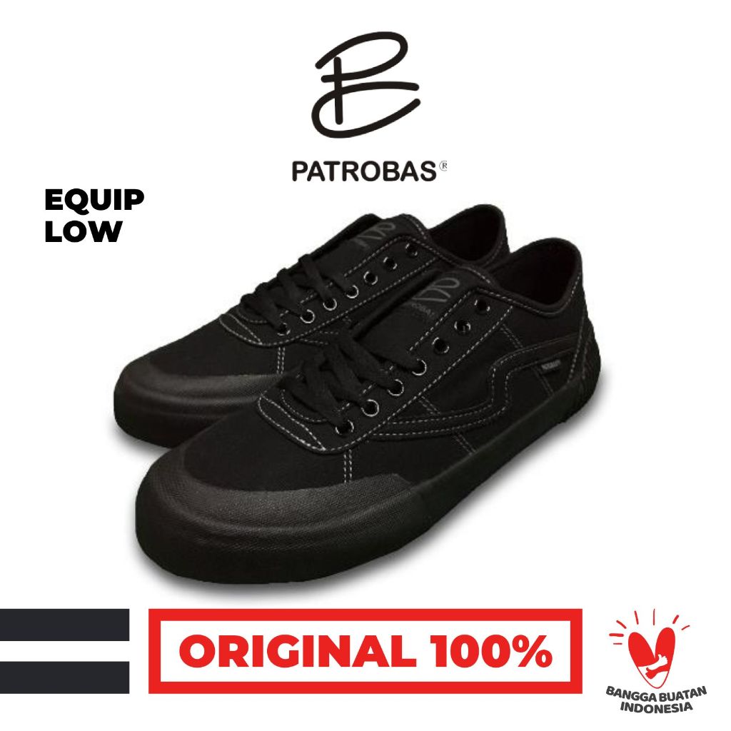 Jual PATROBAS Sepatu Patrobas Equip All Black Low Original Made In Indonesia | Shopee Indonesia