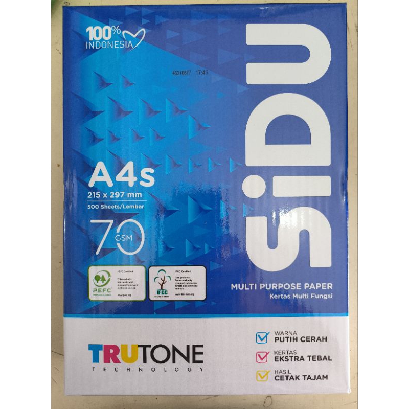 Jual Kertas HVS Sidu A4s(215mmx297mm)per rim | Shopee Indonesia