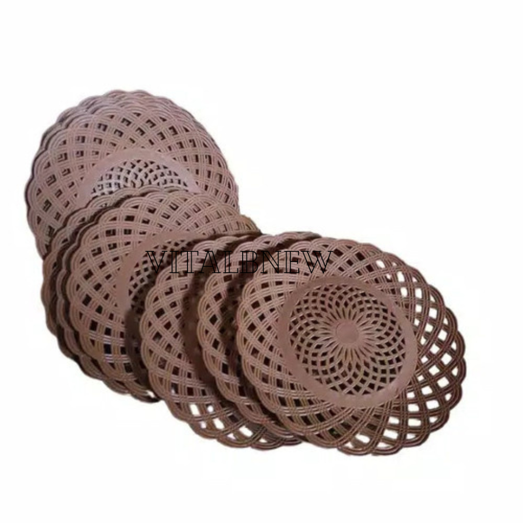 Jual cokelat / piring plastik / piring anyam||Piring anyaman rotan Plastik isi 12 pcs | Shopee ...