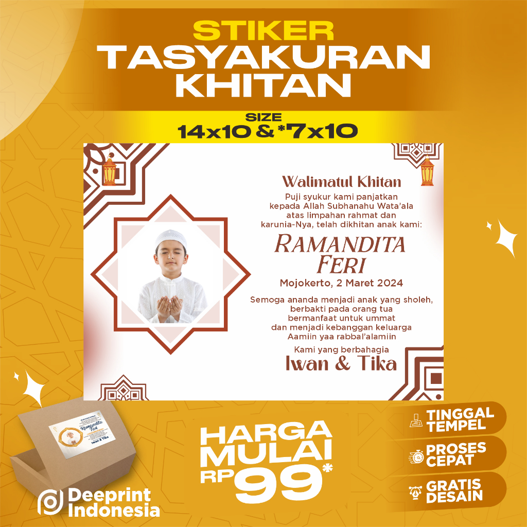 Jual Stiker Hajatan Khitan / Stiker Sunatan / Stiker Kotak Nasi Hajatan ...