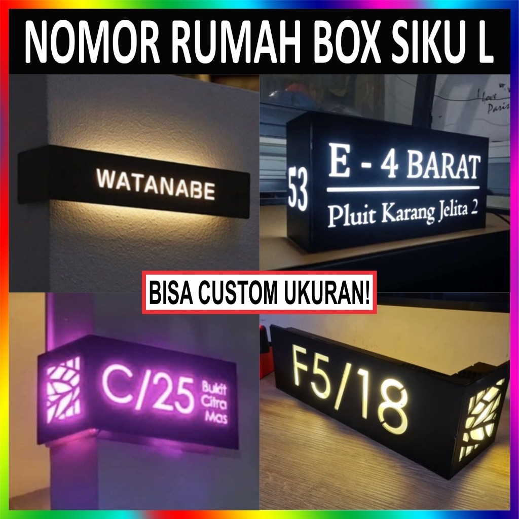 Jual Nomor Rumah Neon Box Siku L Minimalis Modern Eksklusif Elegan ...