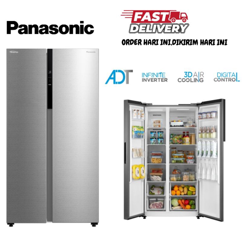 Jual PANASONIC Kulkas Side By Side PANASONIC 592 Liter NR-SC631BWSD ...