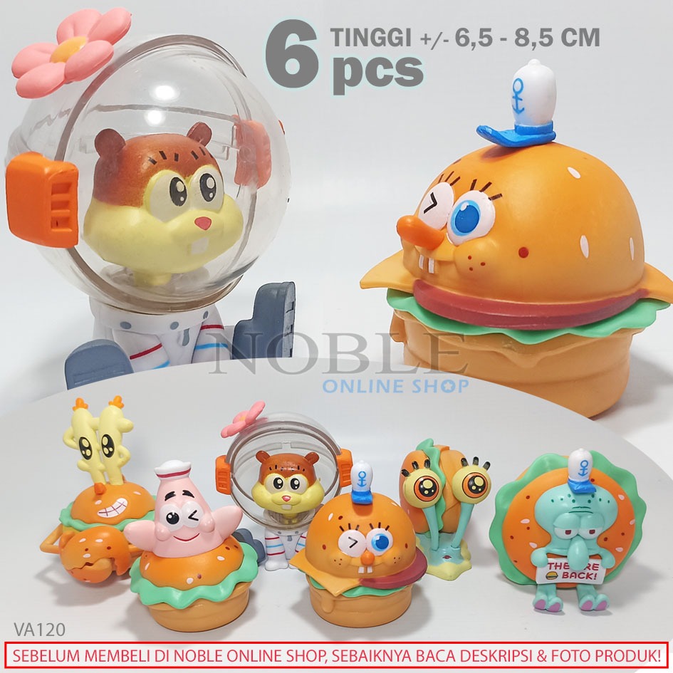 Jual [6 pcs] SPONGEBOB SQUAREPANTS BURGER FIGURE SPONGE BOB CARTOON ...