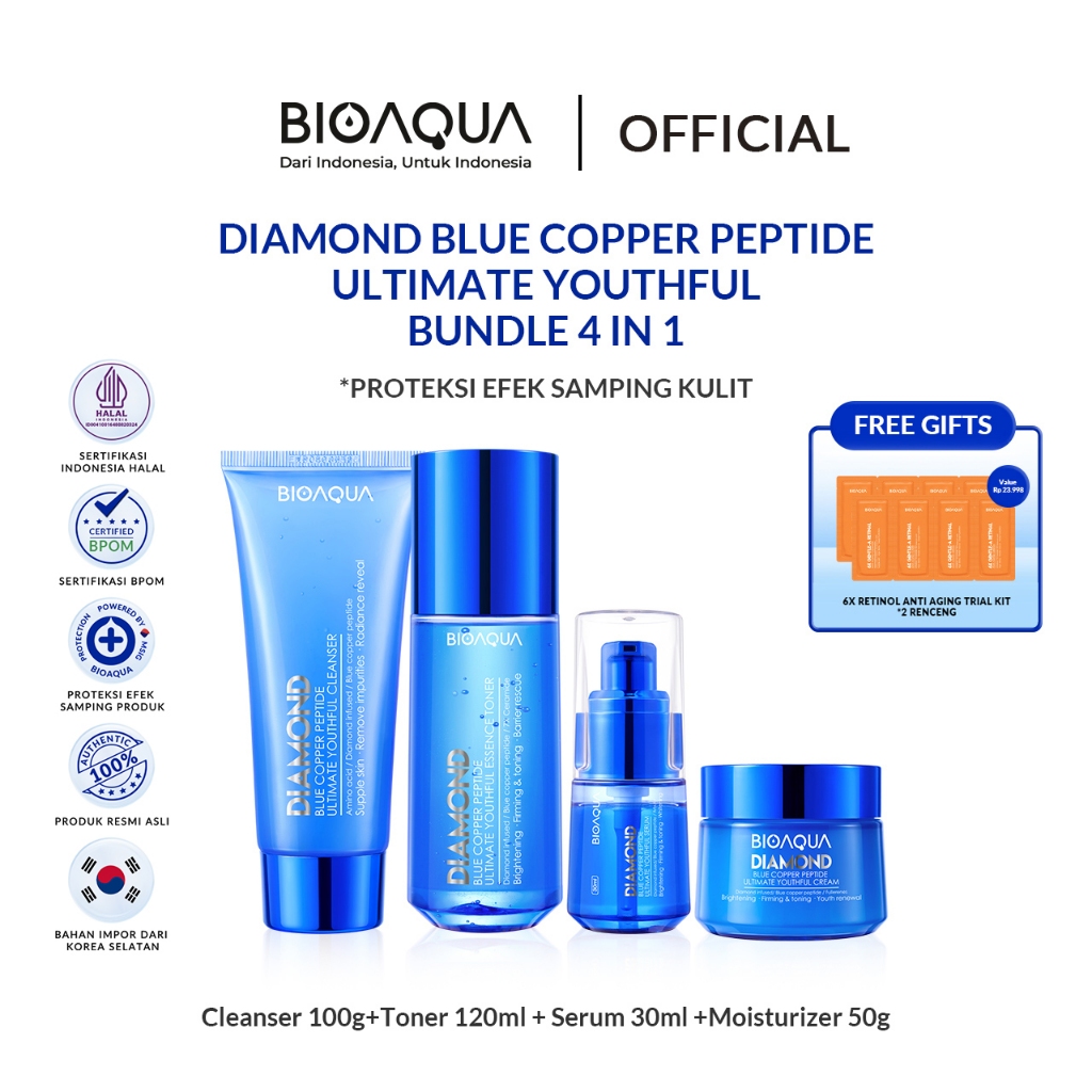 Jual BIOAQUA 4pcs Skincare Paket With Toner Wajah&Serum&Pelembab Wajah ...