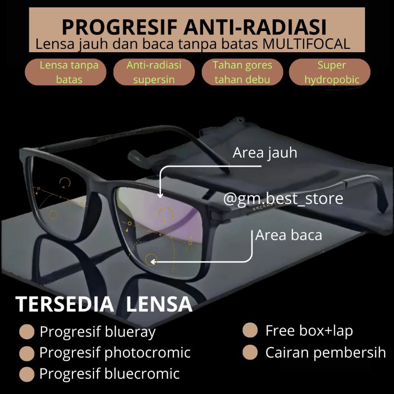 Jual MB0195 Kacamata progresif anti radiasi photocromic lensa baca dan ...