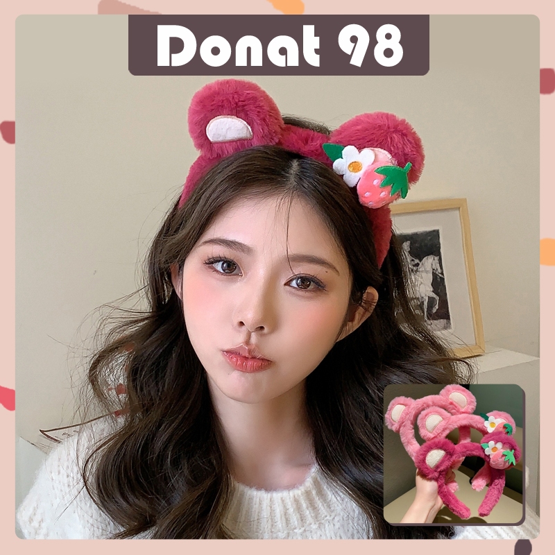 Jual Donat - Bando Bulu Karakter Kuping Bear Lotso Bandana Motif ...