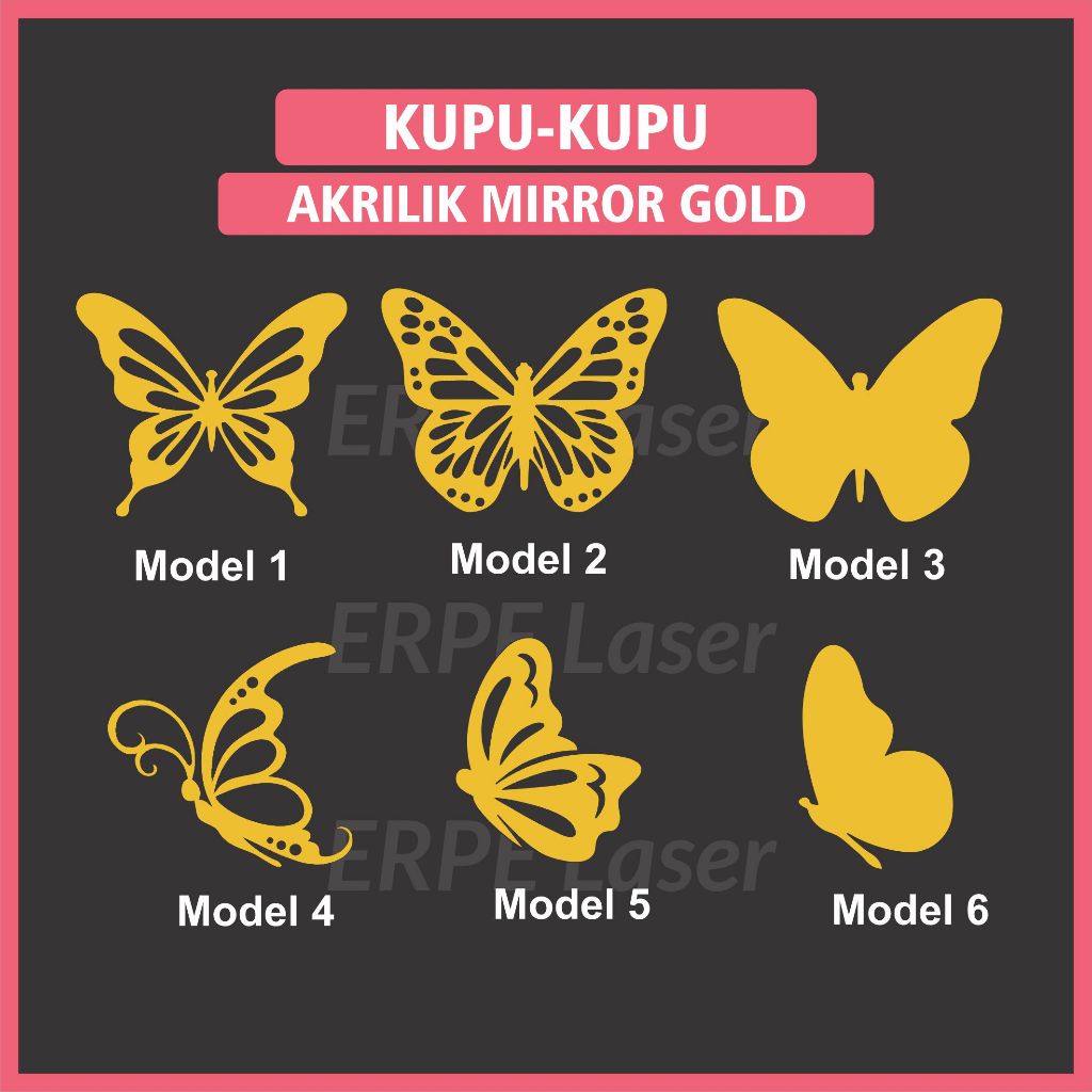 Jual KUPU KUPU AKRILIK MIRROR GOLD | Hiasan Mahar | Hiasan Bucket ...