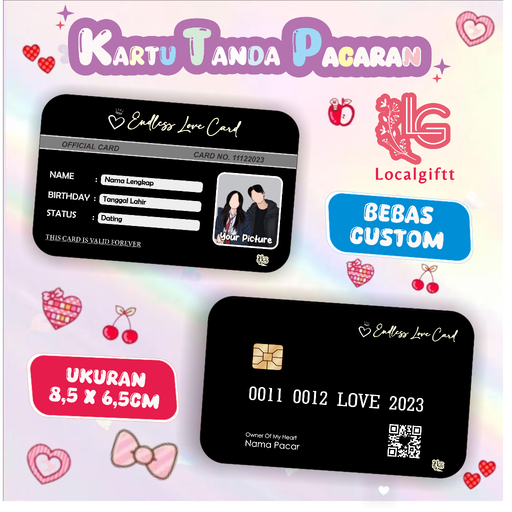 Jual Kartu Custom | Kartu Tanda Pacaran | Kartu Couple | Card Custom ...