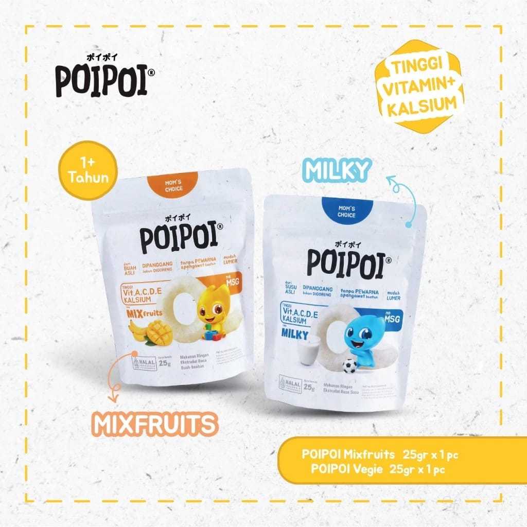 Jual POIPOI Snack - Milky & Mix Fruits NON MSG 25gr (BUNDLING) / FRUITS MILKY VEGIE / poi poi ...