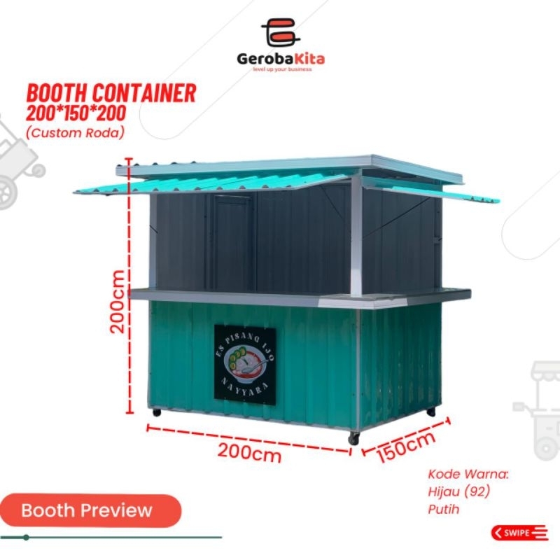 Jual booth kontainer ukuran 200x150x200 custom roda | Shopee Indonesia