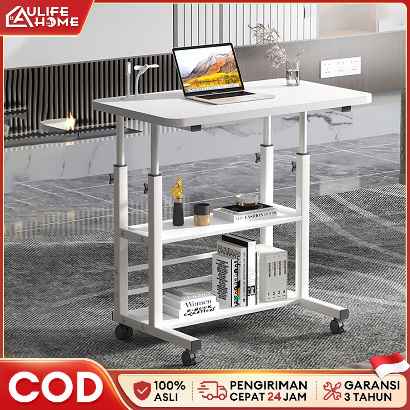 Jual Meja Laptop Lipat Adjustable dengan Roda Meja Belajar Portable ...