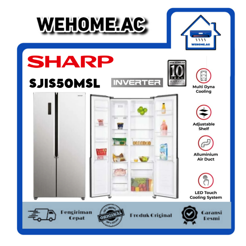 Jual Kulkas Sharp Set By Side 2 Pintu SJIS 50MASL Kulkas 2 Pintu Lemari Sharp Kulkas Side By ...