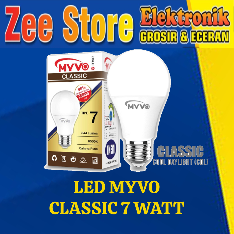 Jual LAMPU LED 7 WATT MYVO CLASSIC CAHAYA PUTIH CAPSULE A BULB GARANSI 1 TAHUN | Shopee Indonesia